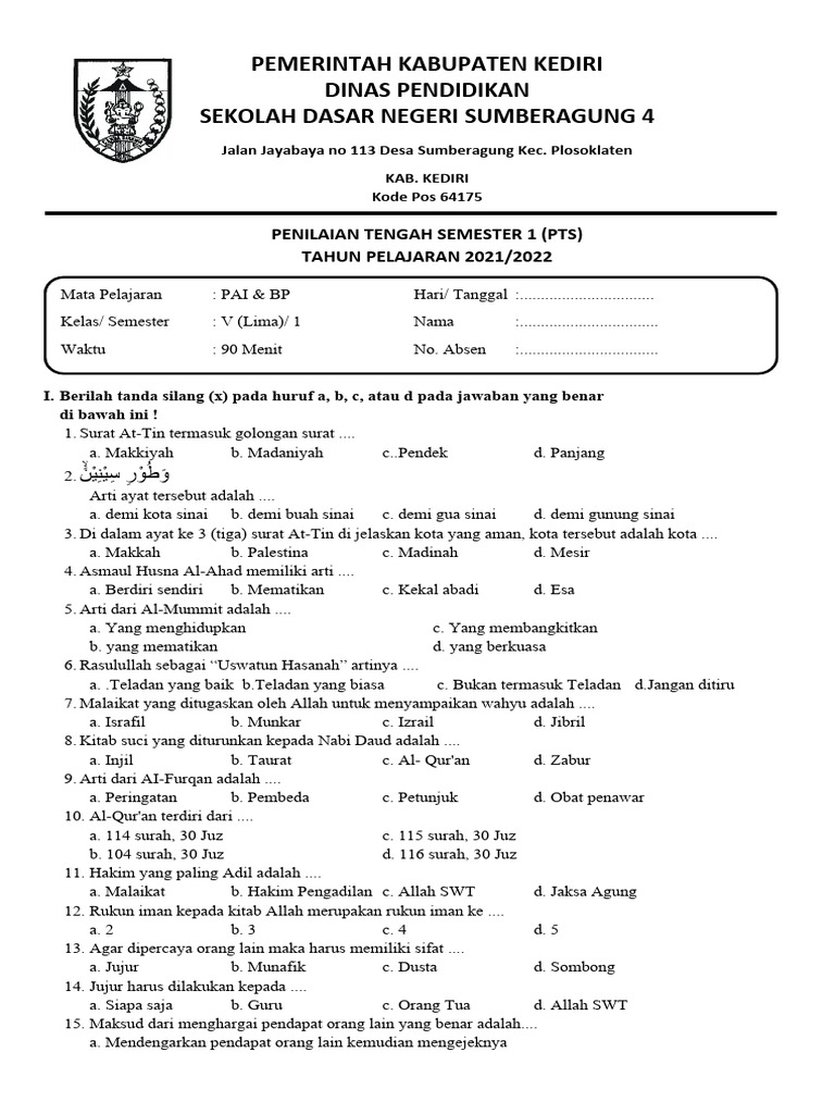 PTS Kelas 5 Ganjil | PDF