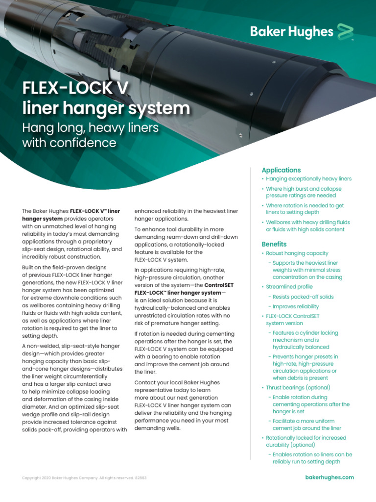 FLEX LOCK V Liner Hanger System SLSH | PDF | Casing (Borehole ...