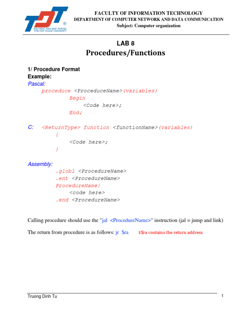 Lab 8 - Procedures_Functions | PDF | Computing | Information Technology