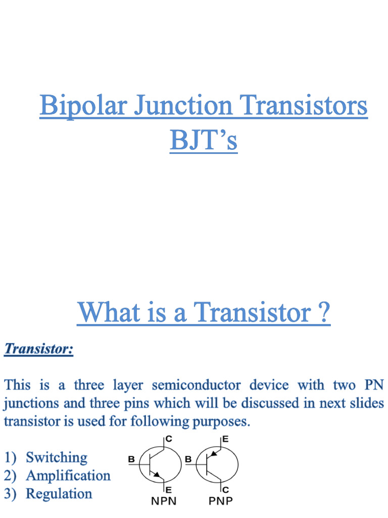 Lecture 13-1 (Bipolar Junction Transistors BJTS) | PDF