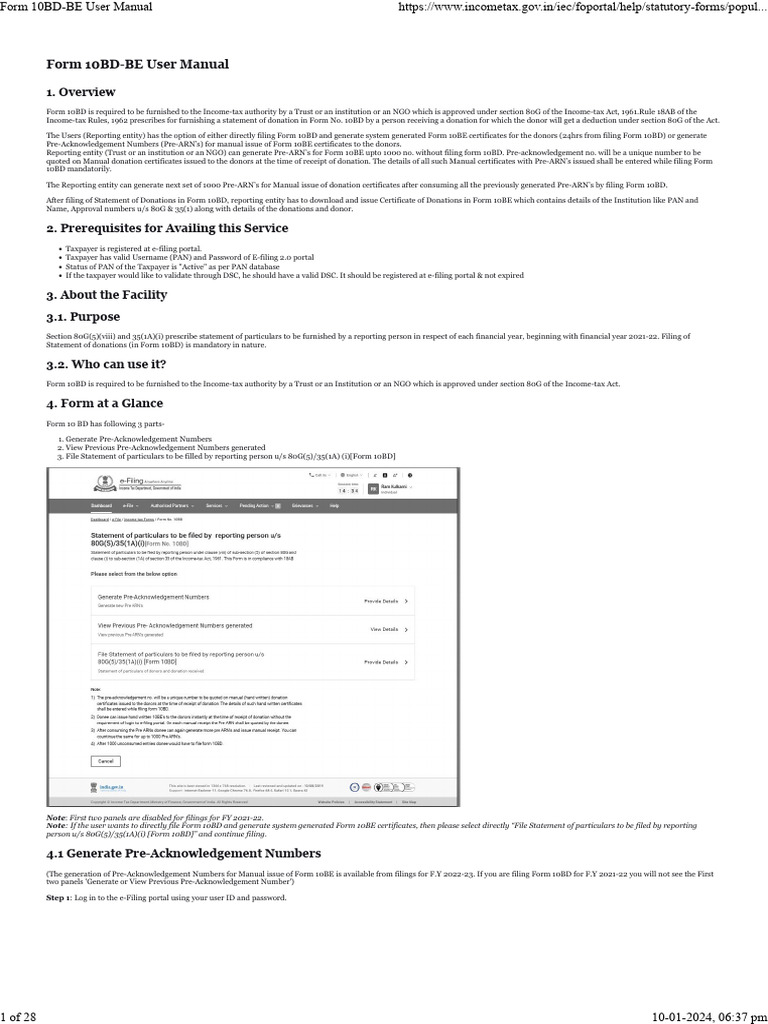 Form 10BD-BE User Manual Income Tax Department | PDF | Comma Separated Values | Microsoft Excel