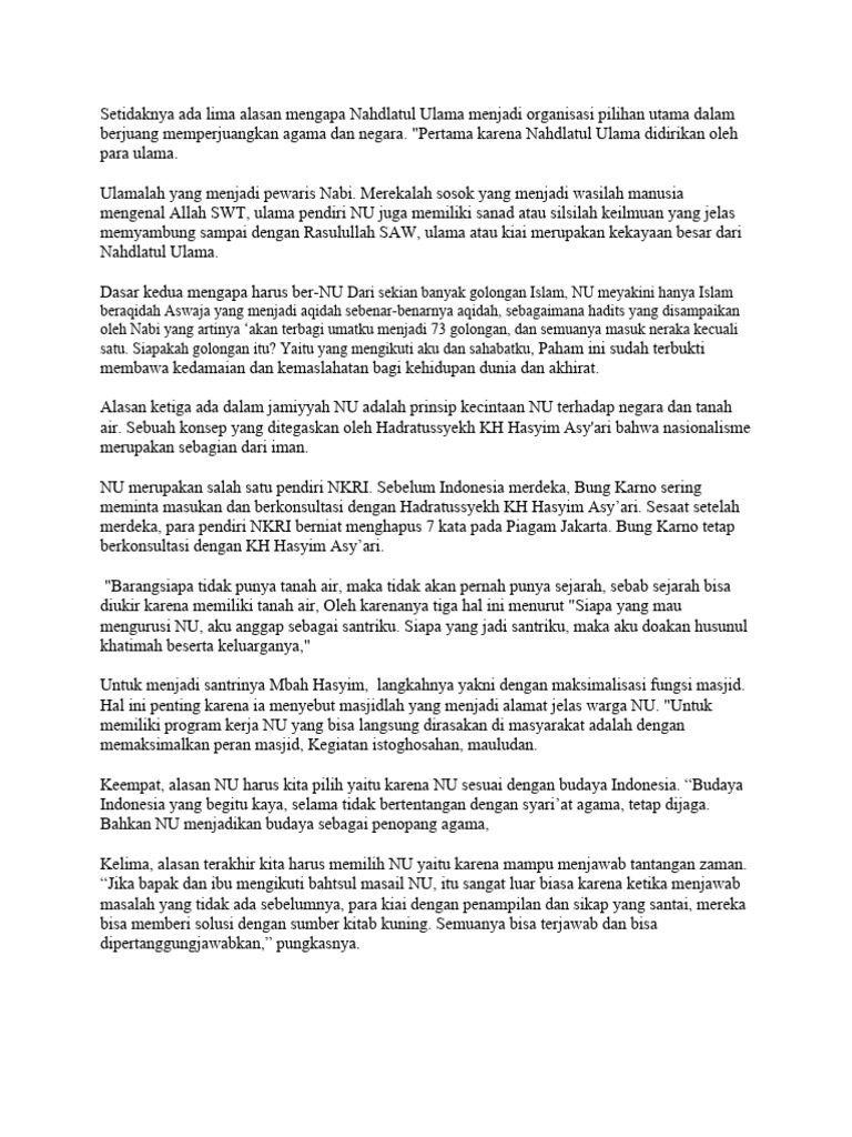Alasan Ber NU | PDF