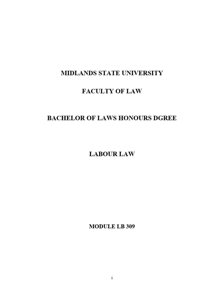 Labour Law Notes- LB 309 | PDF