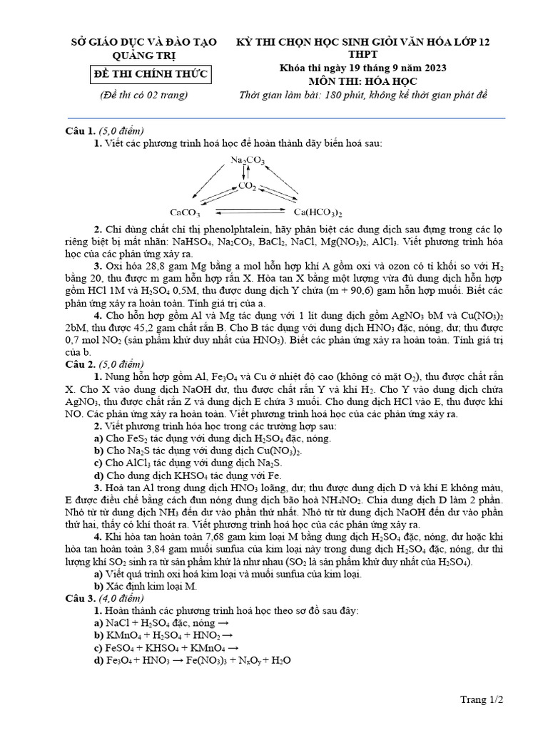 2023-2024 HSG 12 Quảng Trị - File Đề + HDC | PDF