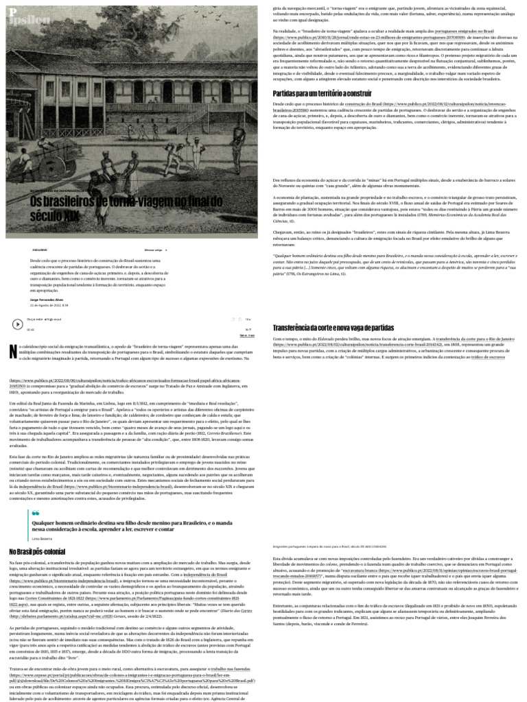 Os Brasileiros de Torna-Viagem No Final Do Século XIX _ Bicentenário Da Independência Do Brasil ...