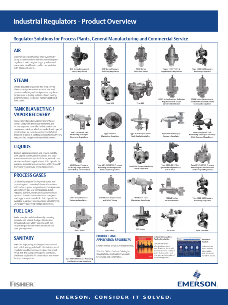 Product Brochure Industrial Regulators Chart Fisher | PDF | Valve | Steam