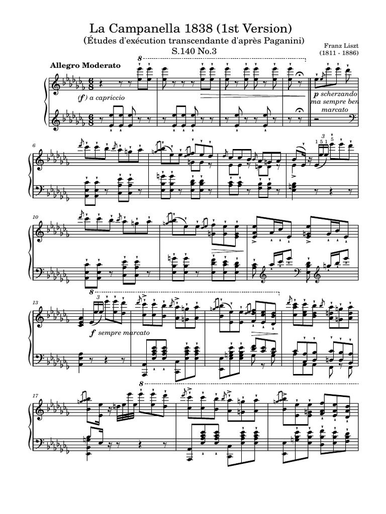 La Campanella 1838 Original Version - Franz Liszt. | PDF | Musical Compositions | Music Theory