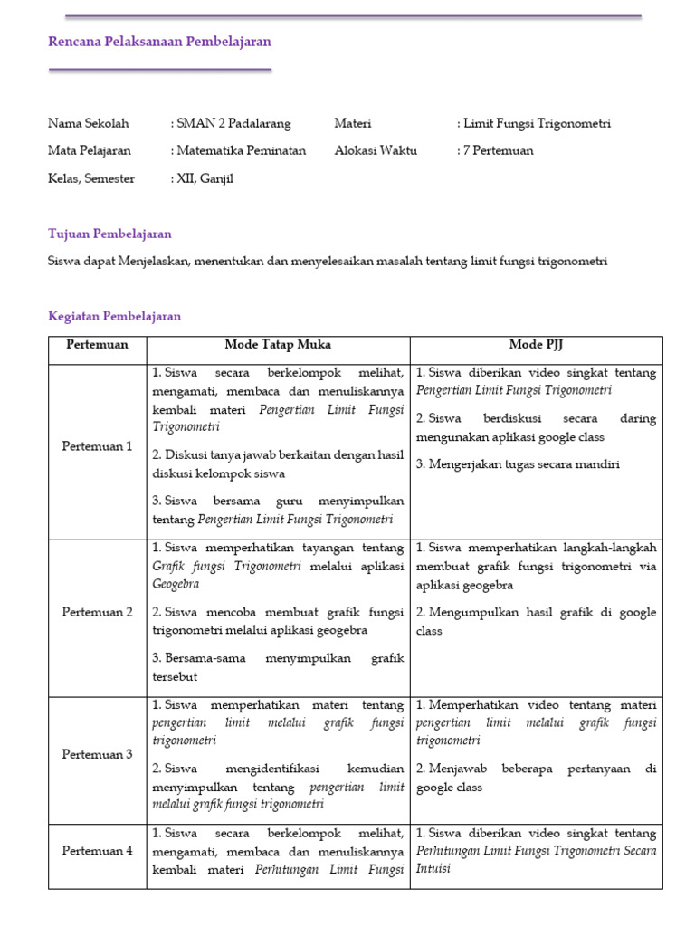Rpp kelas 12 mtk IPA | PDF