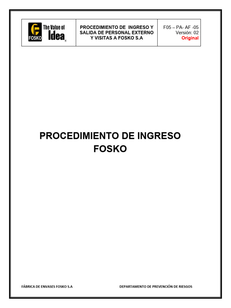 Procedimiento de Ingreso Fosko | PDF | Especialidades Medicas ...