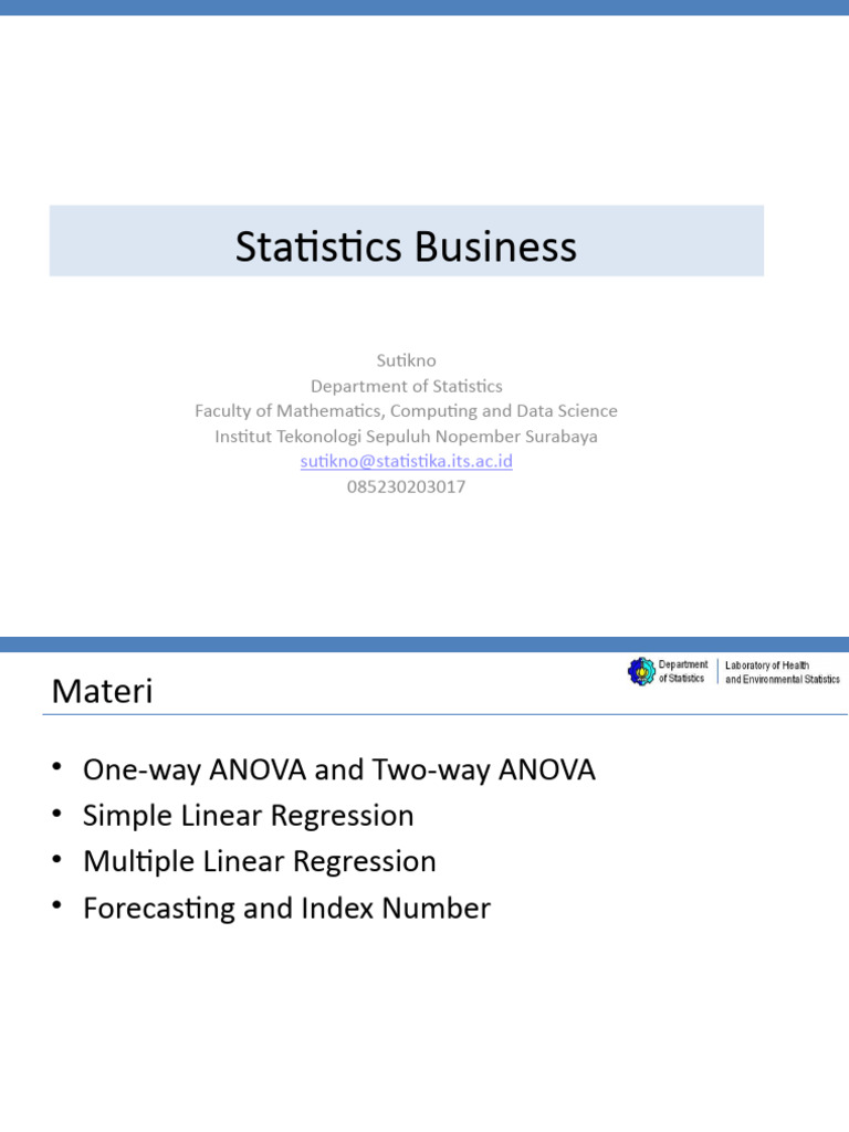 Materi 1 - One Way and Two Way ANOVA | PDF | Analysis Of Variance | Statistics