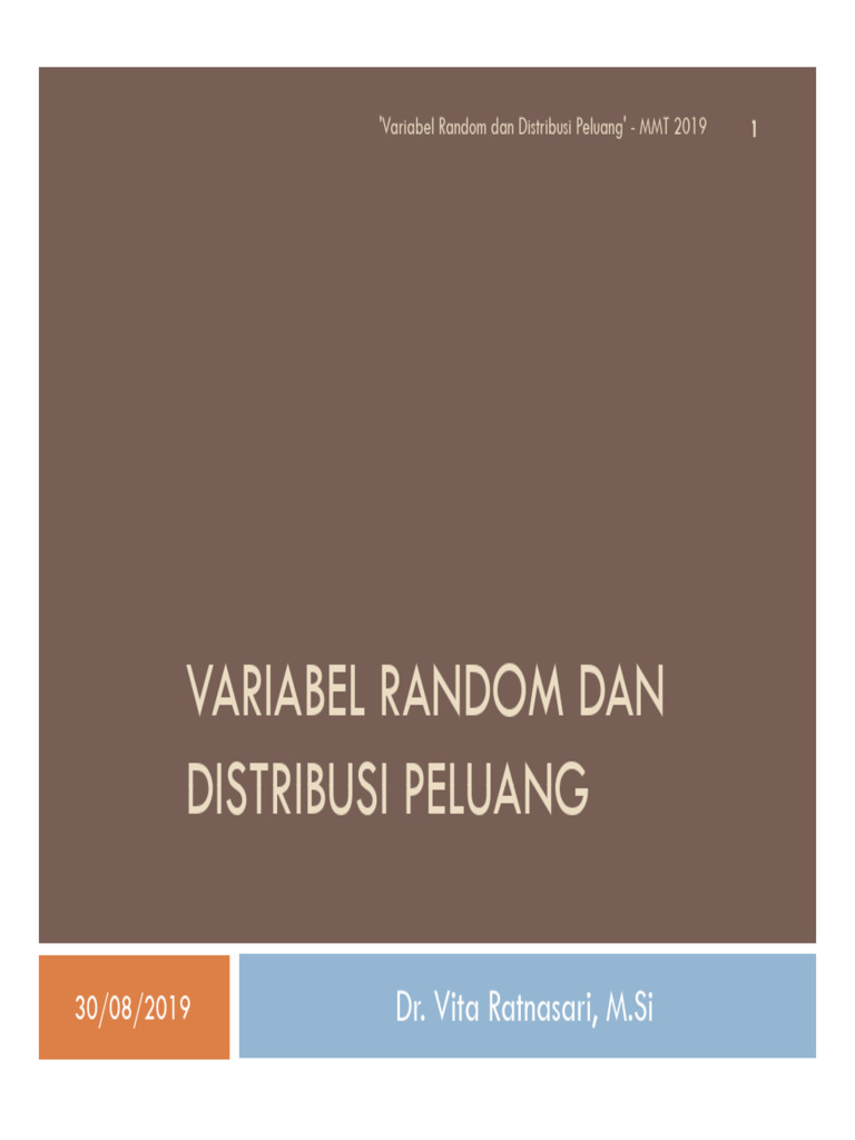 Variabel Random Dan Distribusi Peluang MMT 2019 MP | PDF