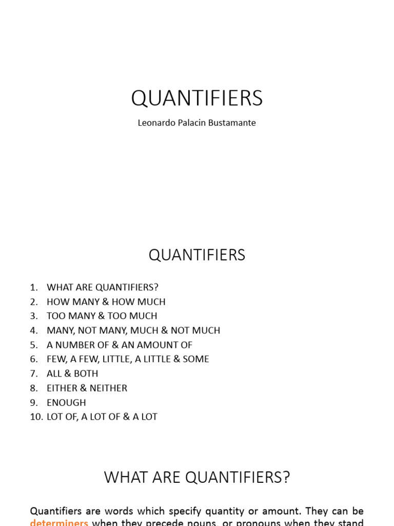 Quantifiers (I09) | PDF | Plural | Language Mechanics