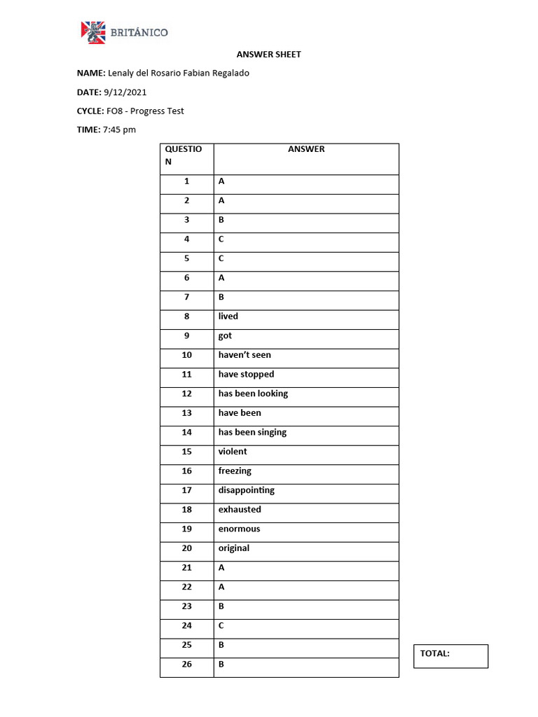 Answer Sheet Navigate Courses - Lenaly Fabian | PDF