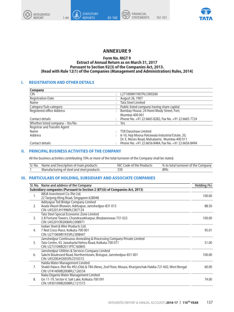 Annexure 9 | PDF | Steel | Companies