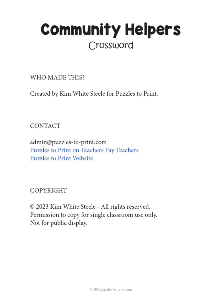 Community Helpers (Careers) Worksheet | PDF