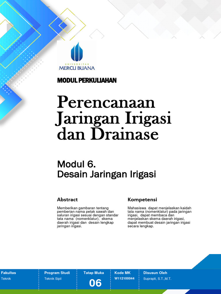 Modul 6. Desain Jaringan Irigasi | PDF