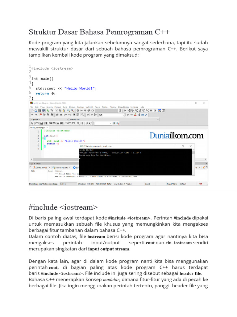 Struktur Dasar Pemmrograman C Plus | PDF