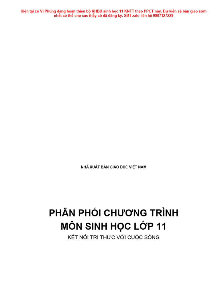 PPCT Sinh học 11 -KNTT | PDF