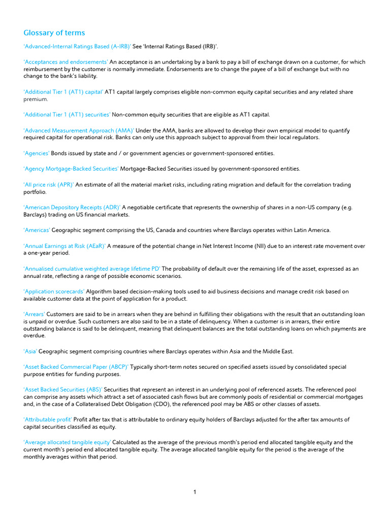 Glossary | PDF | Financial Risk | Derivative (Finance)