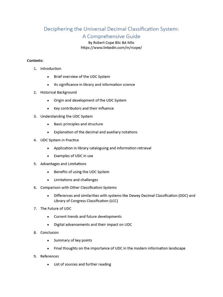 Deciphering the Universal Decimal Classification System | PDF ...