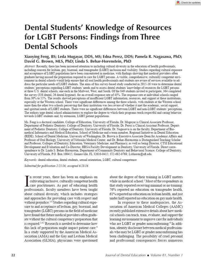 Journal of Dental Education - 2017 - Feng - Dental Students Knowledge ...