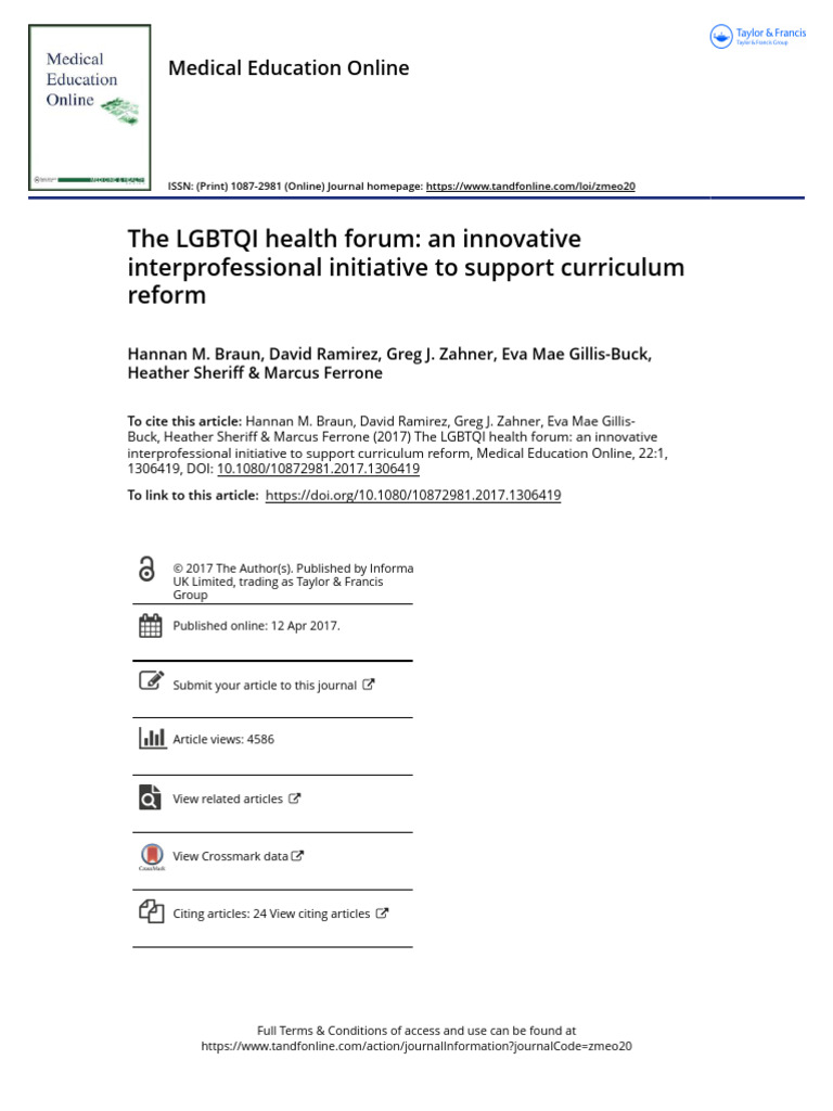 The LGBTQI Health Forum An Innovative Interprofessional Initiative To Support Curriculum Reform ...