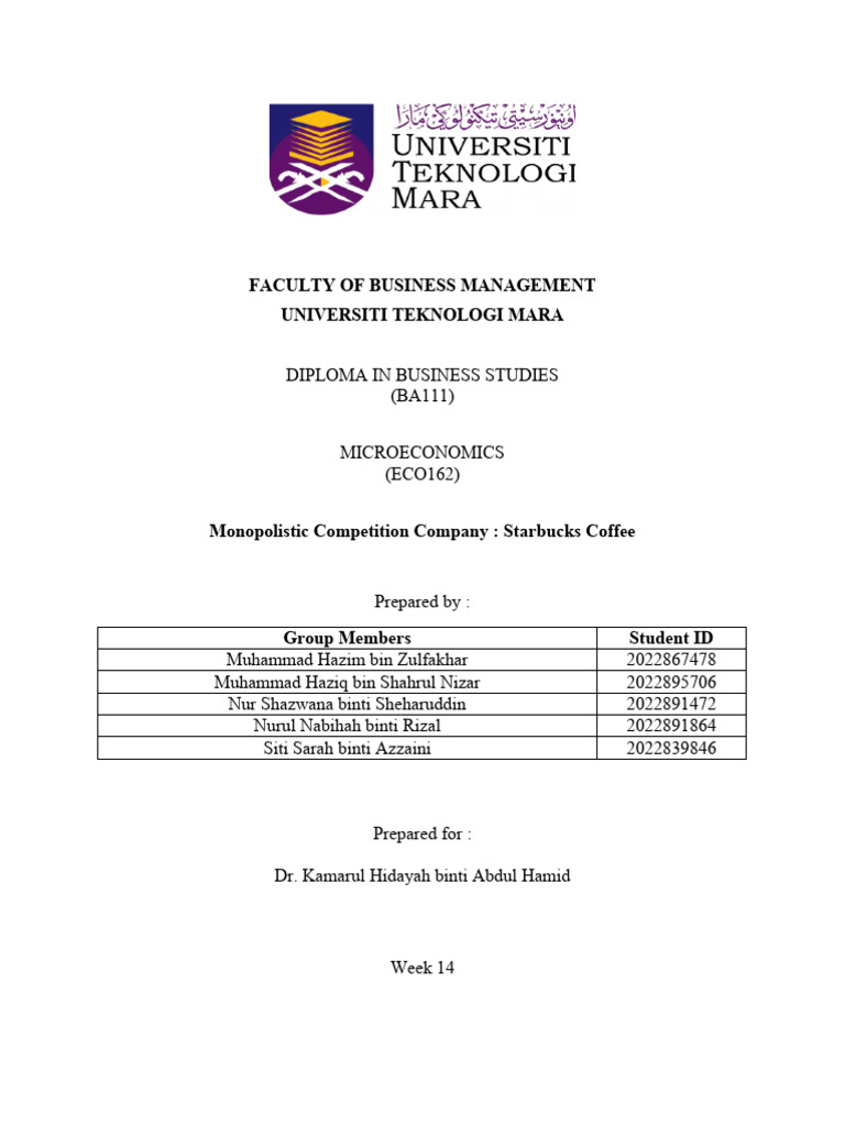 Starbucks A Case Of Monopolistic Competition Pdf