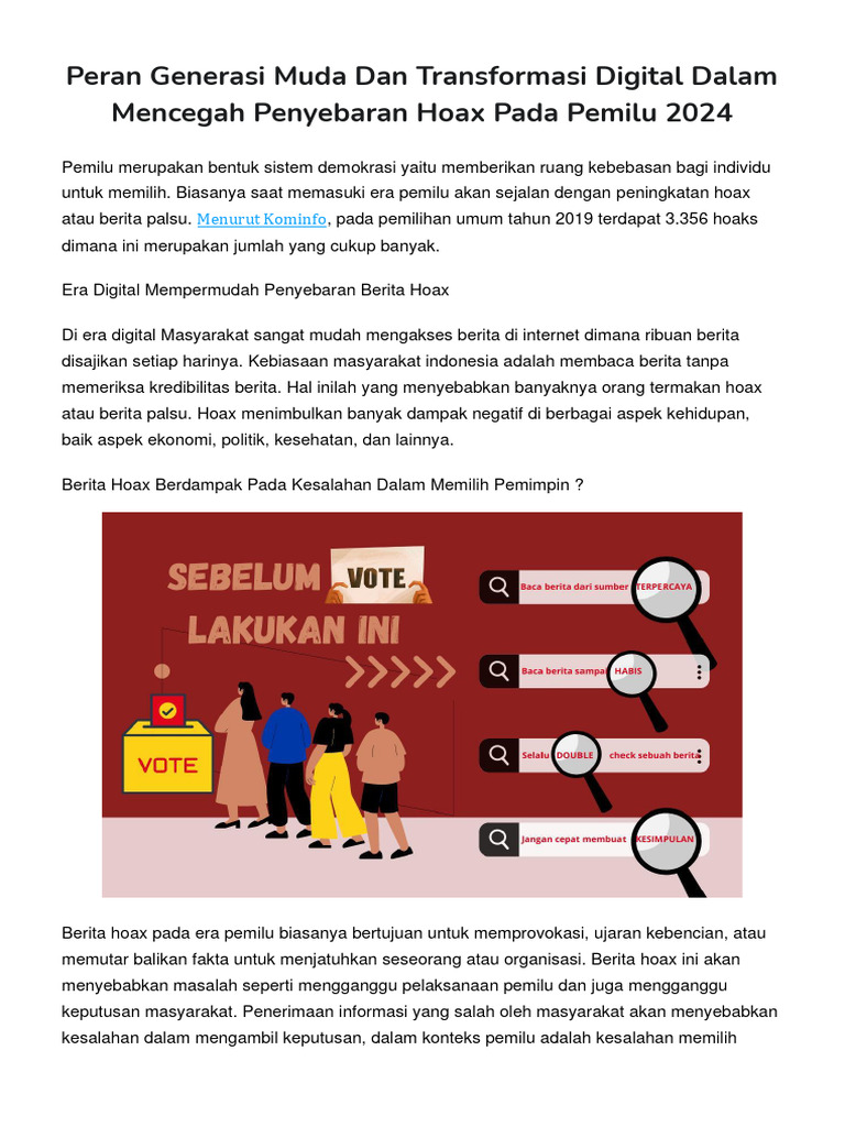 Peran Generasi Muda Dan Transformasi Digital Dalam Mencegah Penyebaran ...