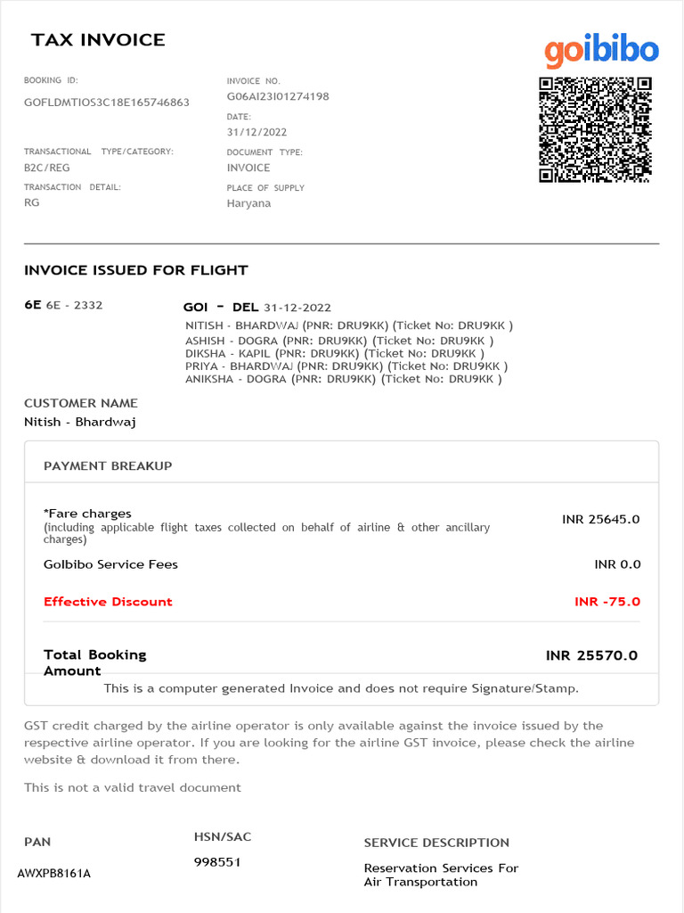 Airplane Ticket | PDF | Invoice | Taxes