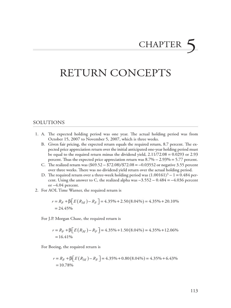 Solutions Ch05 | PDF | Yield (Finance) | Beta (Finance)