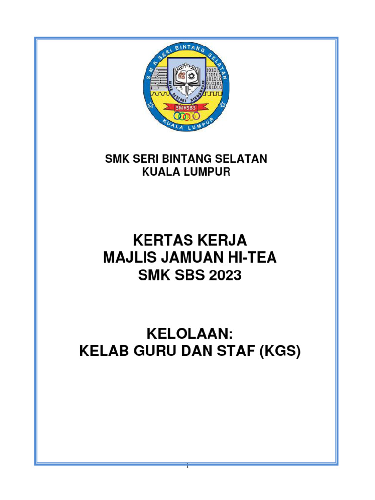 Kertas Kerja Hi-Tea SMKSBS 2023 | PDF