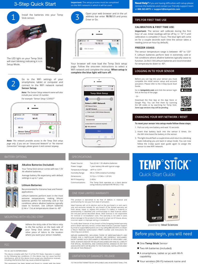 Setup Guide Temp Stick TH | PDF