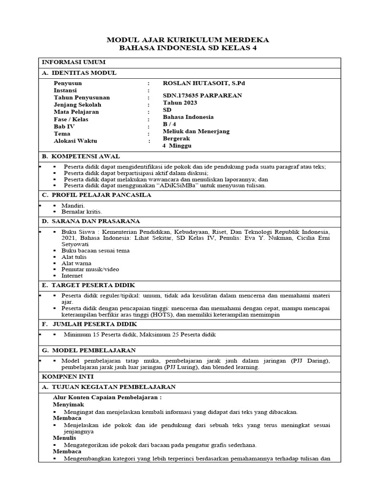 Modul Ajar B. Indo Desember | PDF