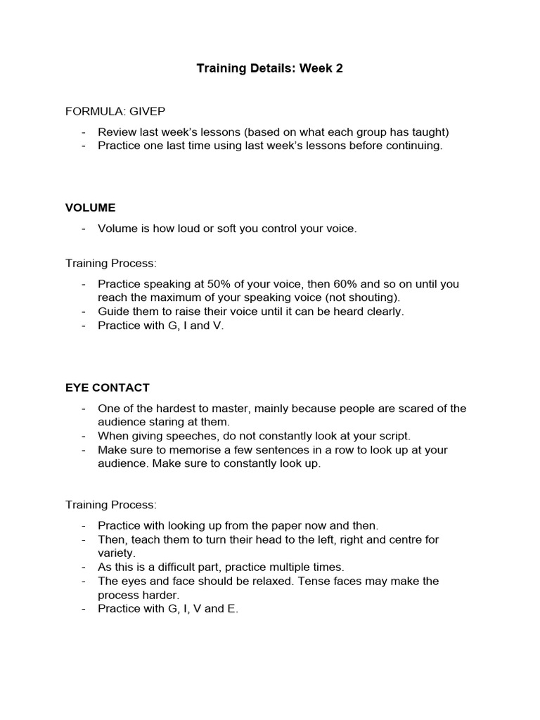 Training Details Week 2 | PDF