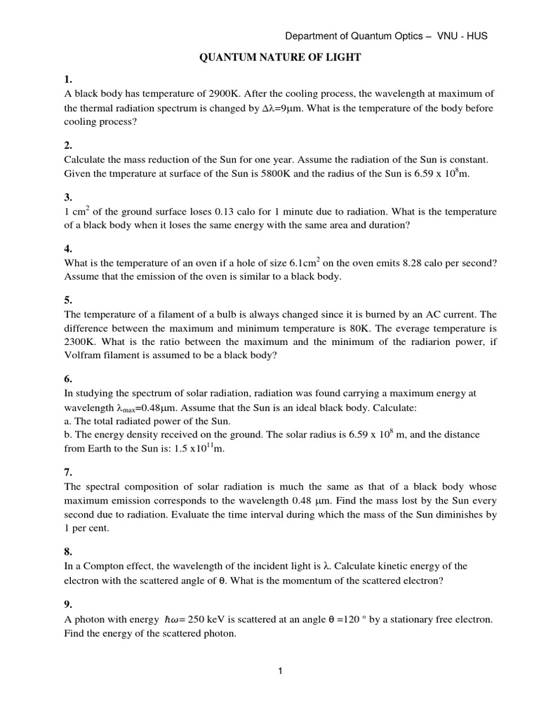 Quantum Light Problems | PDF