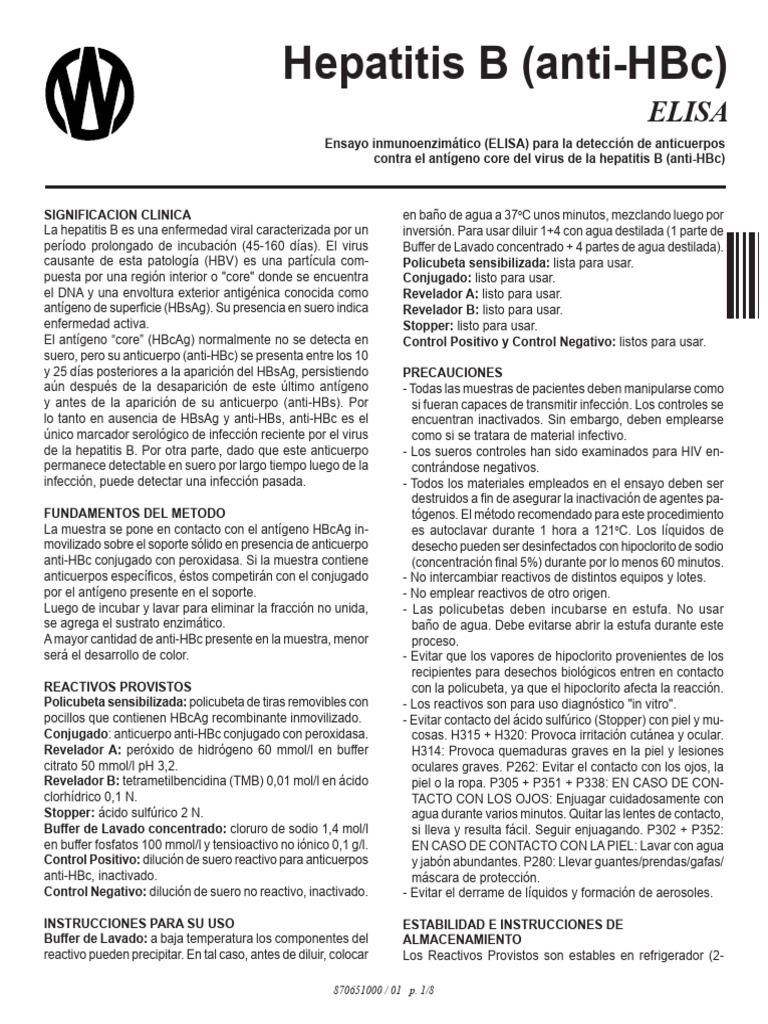 Hepatitis B Antihbc Elisa | PDF | Hepatitis | Química