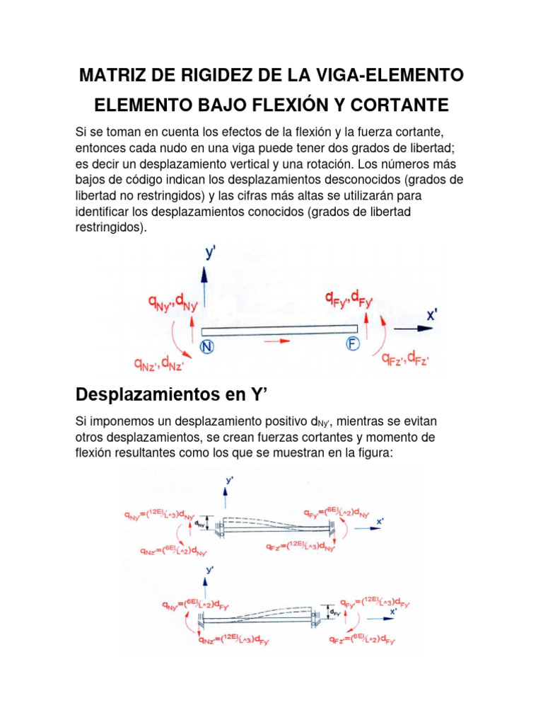 Matriz de Rigidez de La Viga - Asentamientoapoyo | Descargar gratis PDF | Rigidez | Mecánica de ...