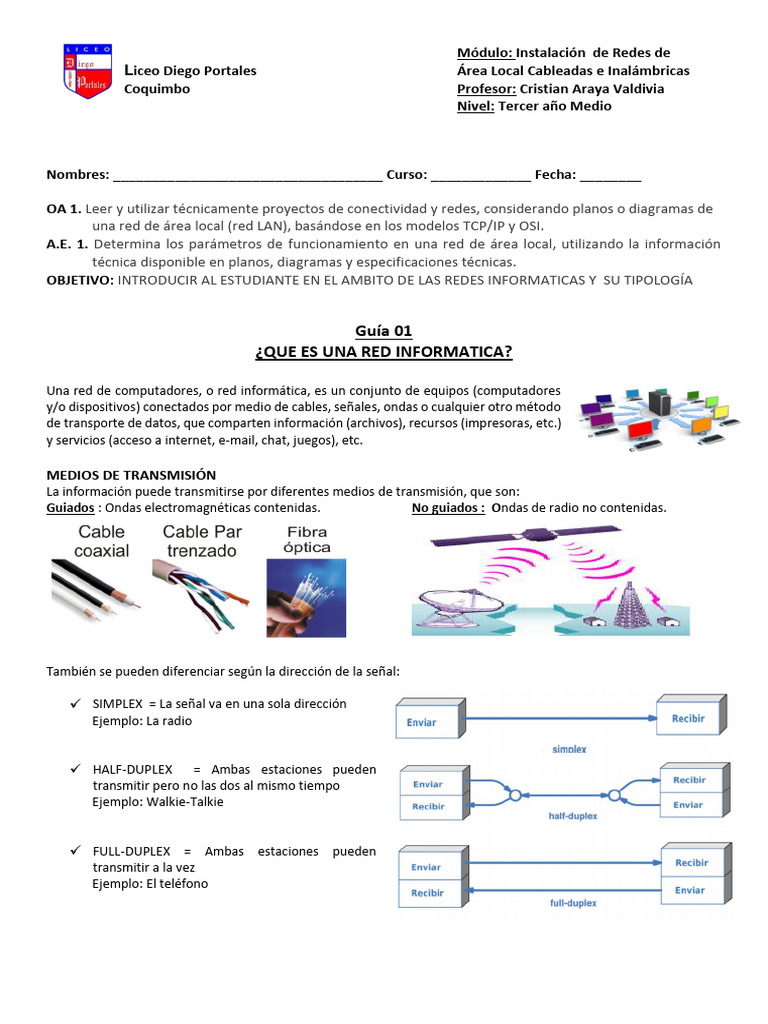3ATP - M1 - GUIA 01 ¿QUE ES UNA RED INFORMATICA - .PDF - Lista | PDF | Red de computadoras ...