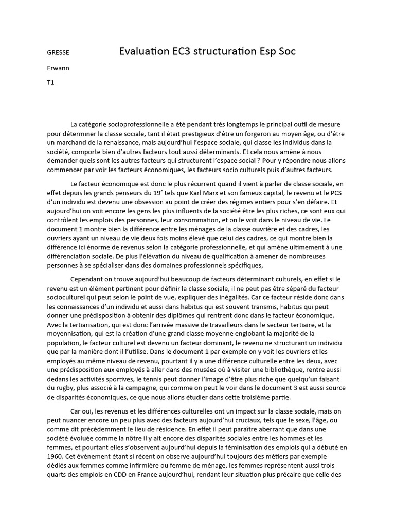 Gresse Evaluation EC3 Structuration Esp Soc | PDF