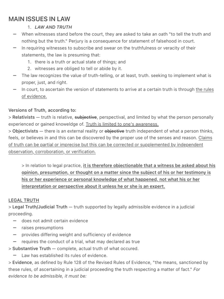 Main Issues in Law | PDF