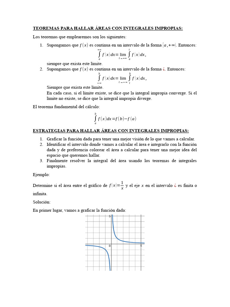 Teoremas para Hallar Áreas Con Integrales Impropias 7.0 | PDF