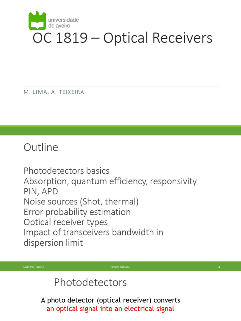 Optical Receivers | PDF | Electron | Optics