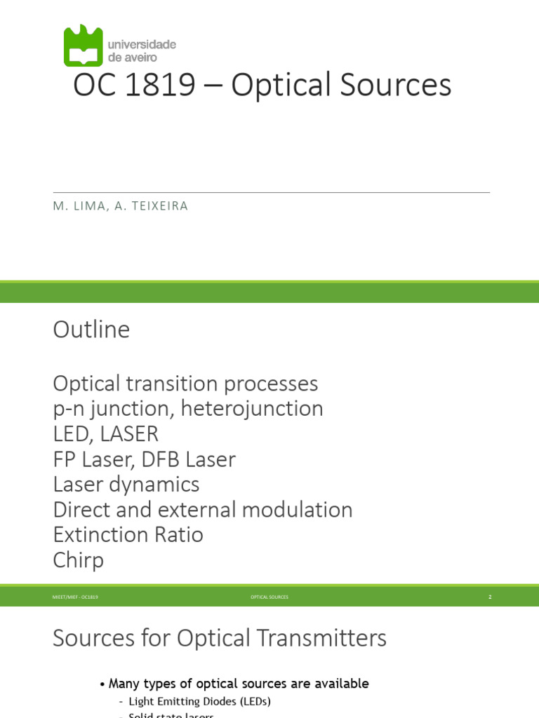 Optical Sources | PDF | Laser | Spectral Line