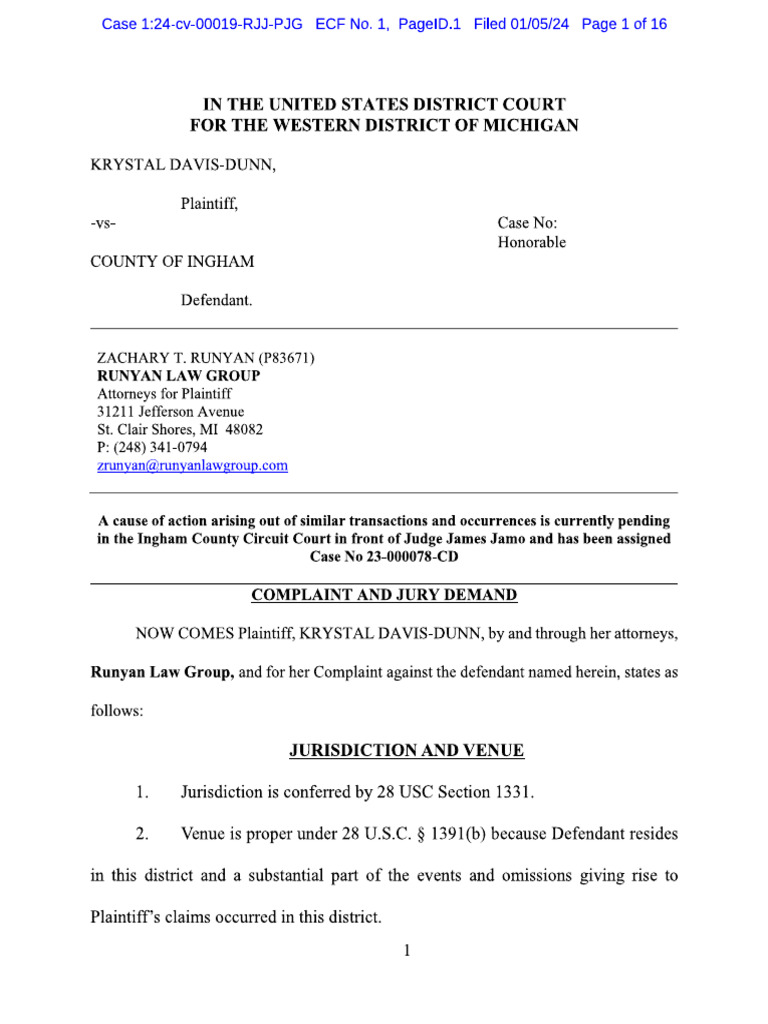 Krystal Davis Dunn Lawsuit Complaint | PDF