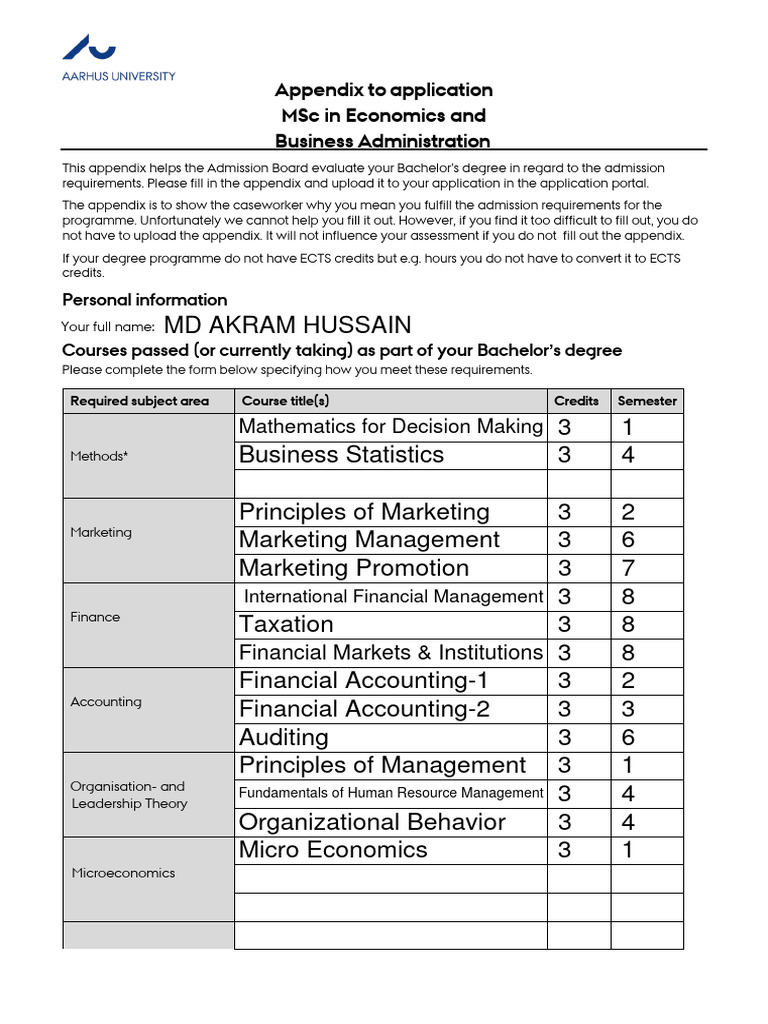 MSc Economics Admission Appendix Guide | PDF | Microeconomics | Academic Degree