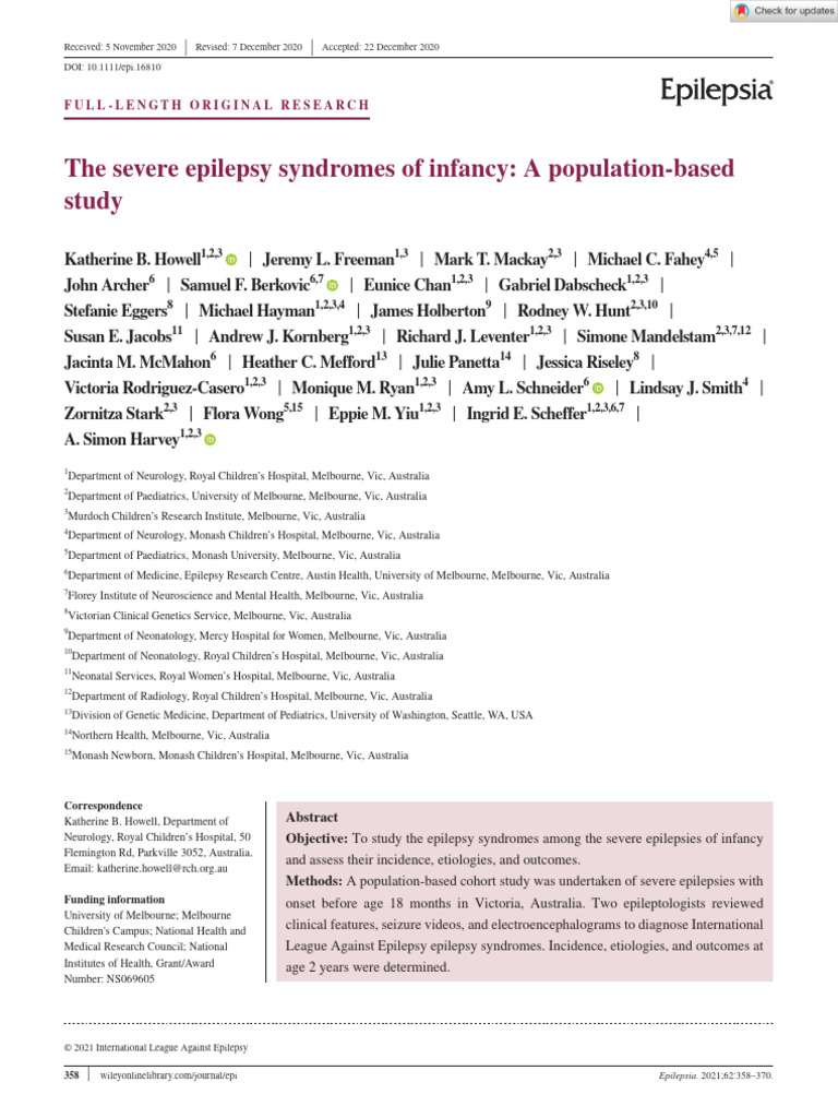 The Severe Epilepsy Syndromes of Infancy: A Population-Based Study ...