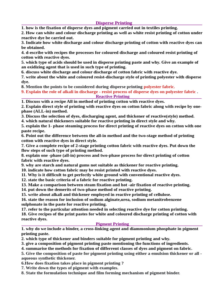 Disperse Printing | PDF