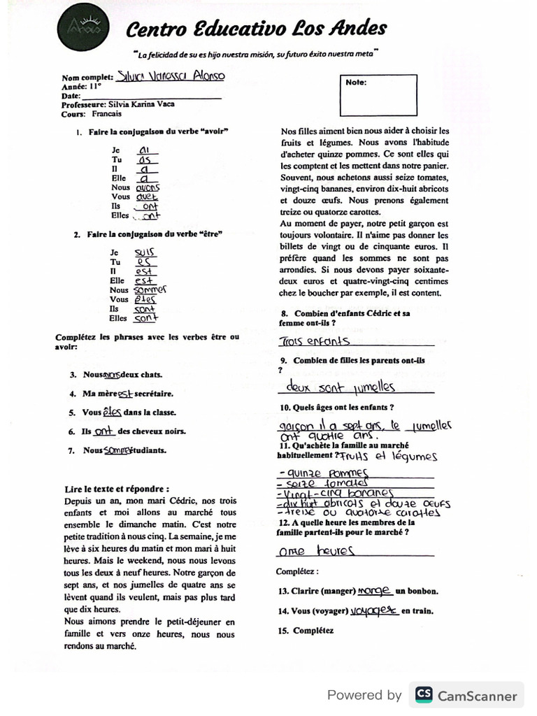 Evaluación Francés | PDF