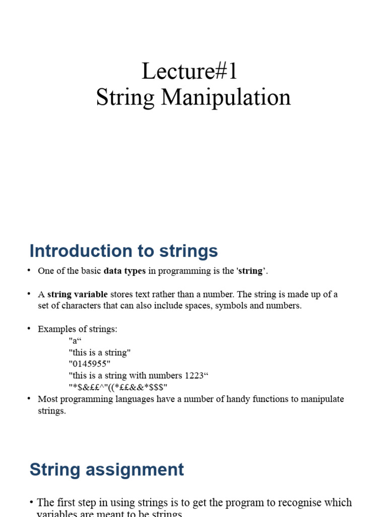 Lecture#1 String Manipulation | Download Free PDF | String (Computer ... Lecture#1 String Manipulation | Download Free PDF | String (Computer ...