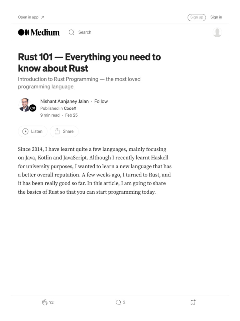 Rust 101 - Everything You Need To Know About Rust - by Nishant A | PDF